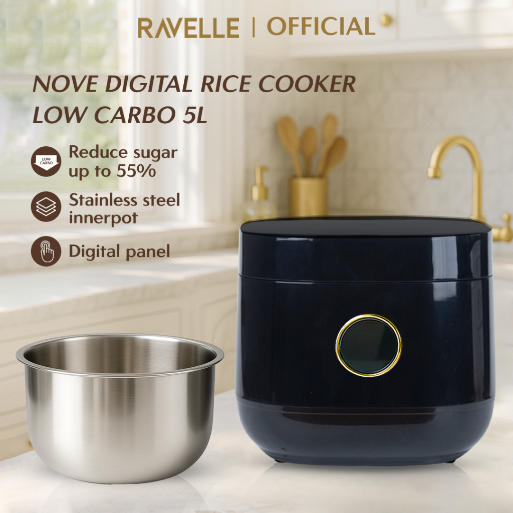 Jual RAVELLE NOVÉ Rice Cooker Digital Low Carbo 1.8 Liter Nasi (5 Liter ...