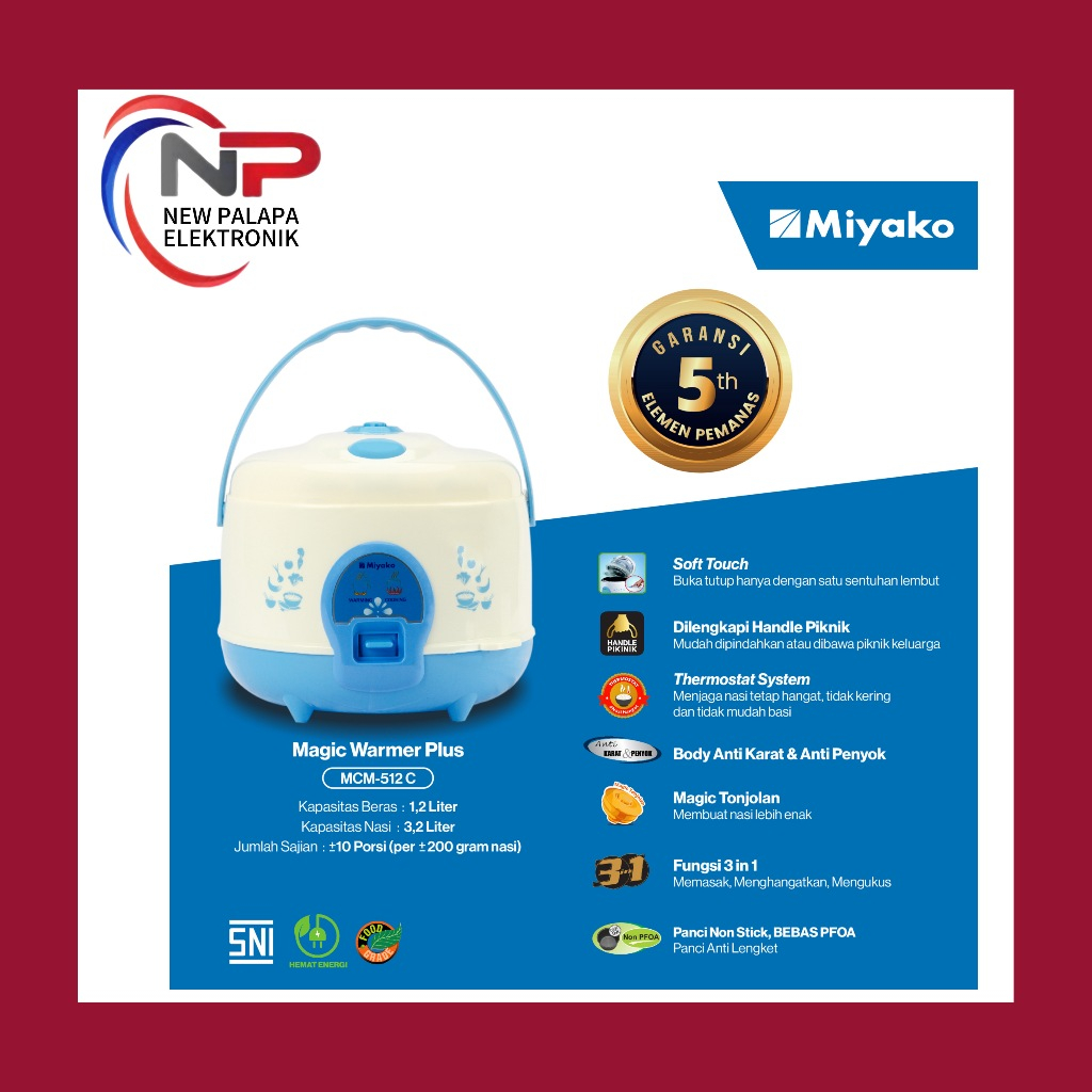 Jual MAGIC WARMER PLUS MIYAKO MCM-512C/ PENANAK NASI MIYAKO / RICE ...