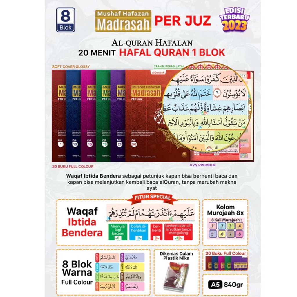 Jual Al Quran Ukuran Sedang Perjuz 8 Blok Warna (30 Al Quran) | Kolom ...