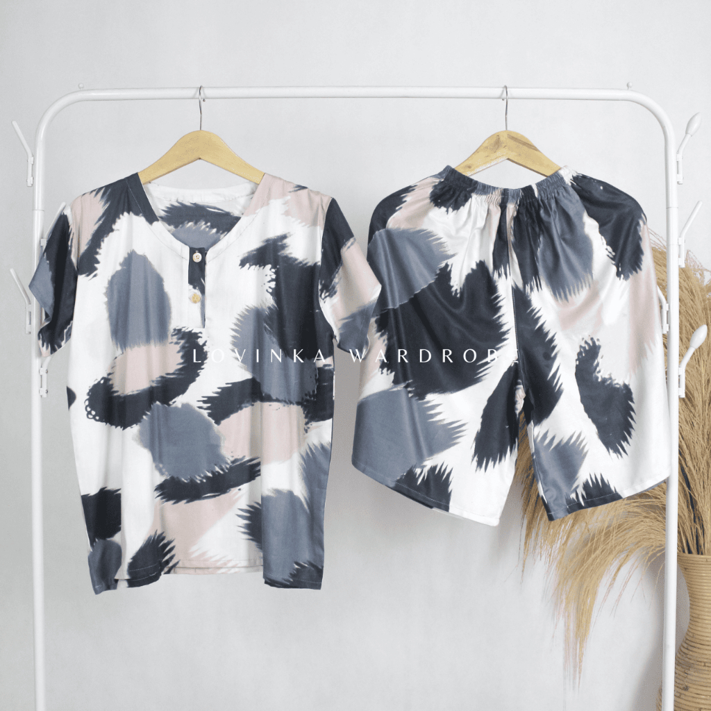 Jual Setelan Baju Tidur Wanita Lengan Pendek Piyama Celana Pendek Motif Tie Dye Bahan Rayon ...