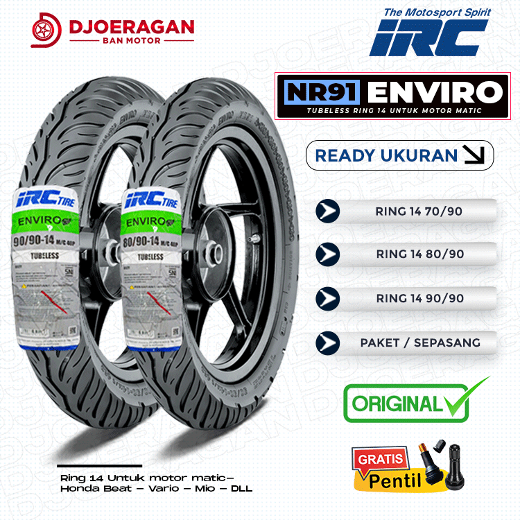 Jual SEPASANG / SATUAN BAN MOTOR MATIC IRC ENVIRO NR91 Ring 14 TUBELESS ...