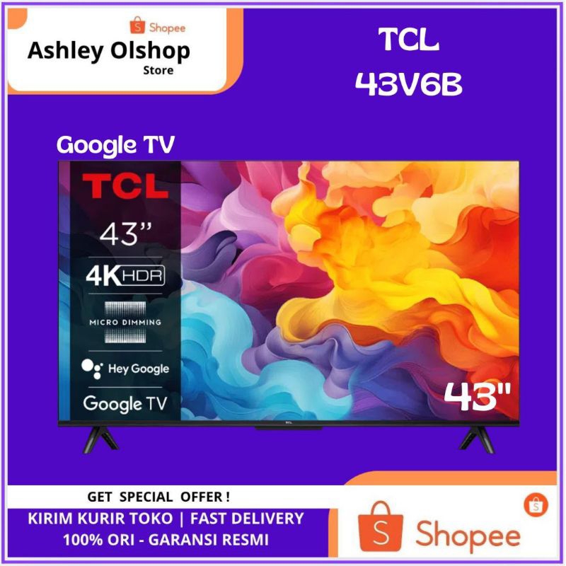 Jual TV TCL 43 Inch Google TV 43V6B 4K UHD Google TV TCL 43V6B 43" | Shopee Indonesia
