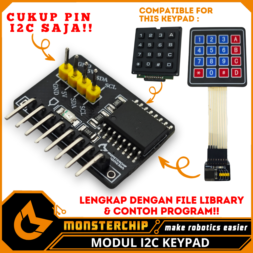 Jual Modul Keypad I2C, Cukup Gunakan PIN I2C Saja Untuk Program Keypad ...