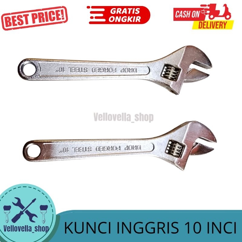 Jual 10 inci Kunci inggris Adjustable wrench Chrome Kenmaster | Shopee ...