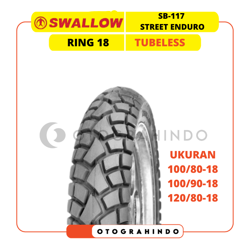 Jual BAN LUAR SEPEDA MOTOR SWALLOW SB-117 STREET ENDURO UKURAN 100/80 100/90 120/80 RING 18 ...