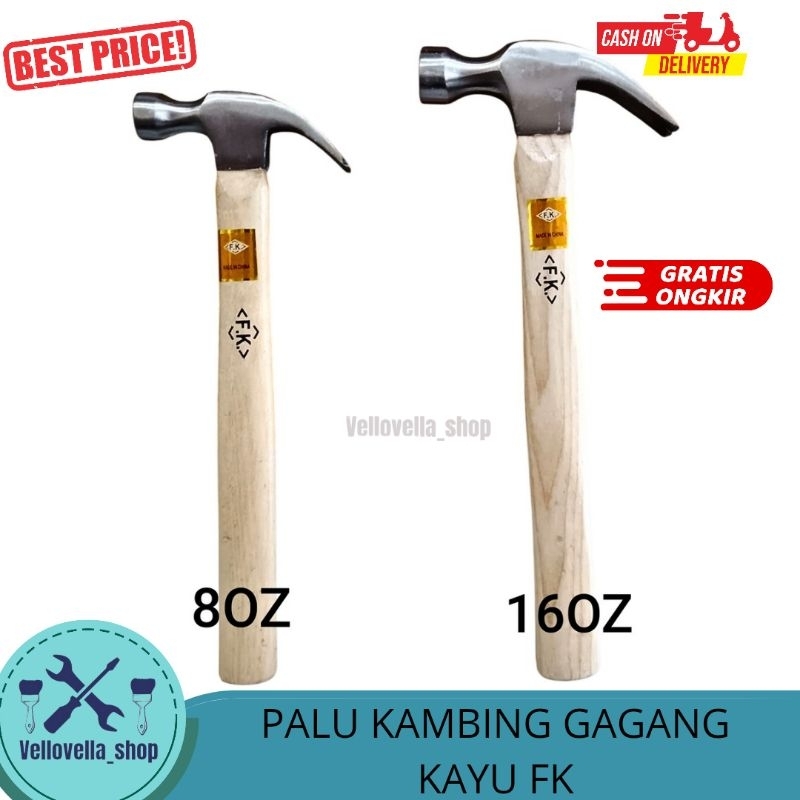 Jual Palu kambing gagang kayu FK / Martil gagang kayu FK ukuran 8oz ...