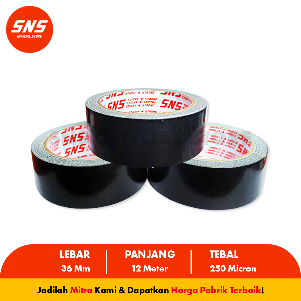 Jual Isolasi Kain Hitam / Cloth Tape 36mm x 12 Meter SNS | Shopee Indonesia