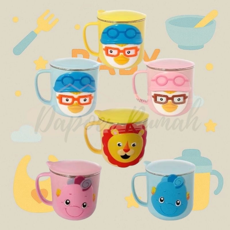 Jual GELAS MINUM ANAK STAINLESS/MUG ANAK PORORO/LION/GELAS ANAK ...