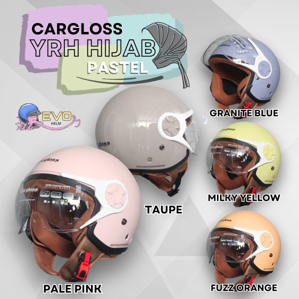 Jual HELM CARGLOSS YRH HIJAB RETRO HALF FACE WARNA PASTEL - PALE PINK TERBARU & TERLARIS ...