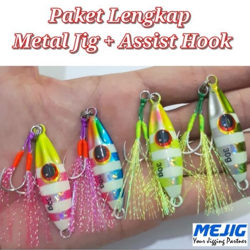 Jual Metal Jig Model Slow Bee 30gr 40gr 60gr 80gr Copy CNC Lengkap Dengan Twin Assist Hook Siap ...