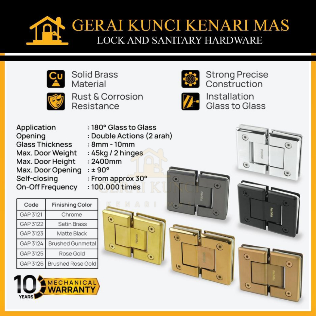 Jual PALOMA Engsel Shower Hinge Pintu Kaca Kamar Mandi Kaca ke Kaca ...