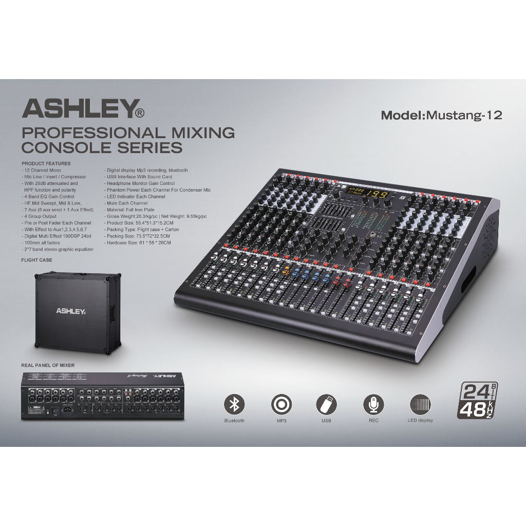 Jual mixer ashley mustang 12 original 12 channel bluetooth Ashley ...