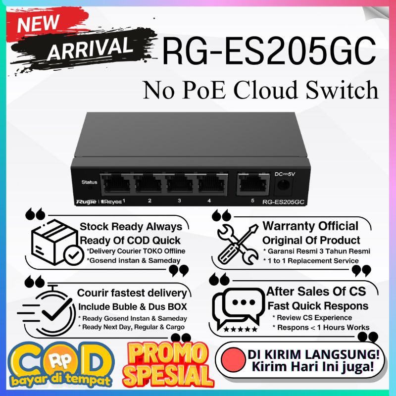 Jual Ruijie RG-ES205GC 5 Port Gigabit Smart Cloud Managed Non PoE Switch | Shopee Indonesia