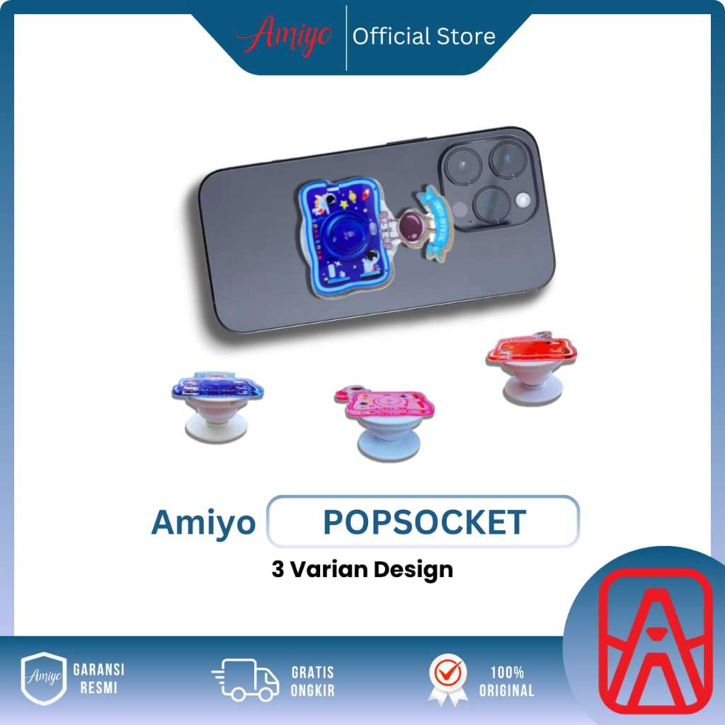 Jual Amiyo Pop Socket Hp Lucu Varian Desain Blue/Red/Pink | Shopee ...
