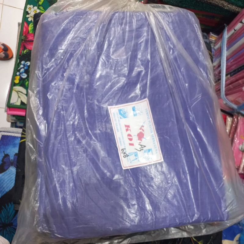 Jual terpal tenda plastik 6m x 8m serbaguna merk KOI press a3 biru ...