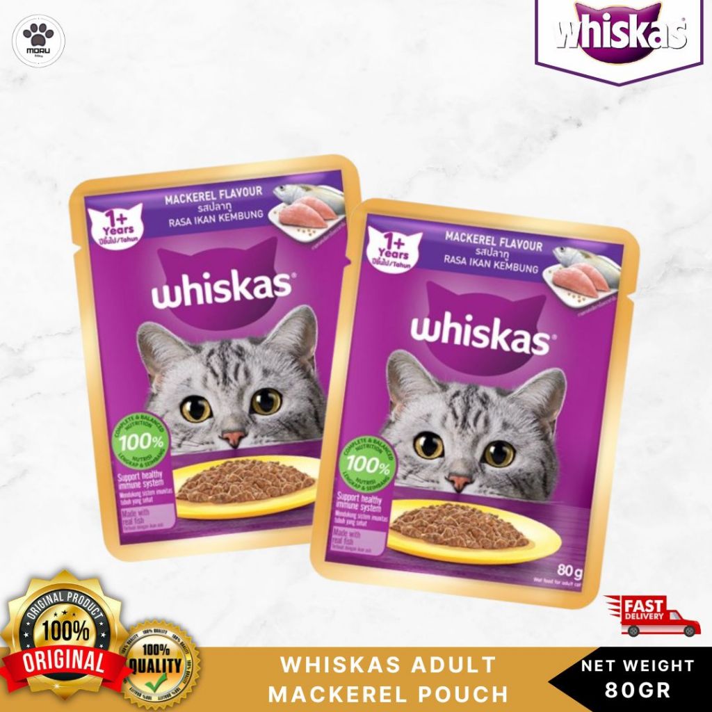 Jual PCS Whiskas Pouch Adult 1+ Mackerel 80gr | whiskas pouch adult ...