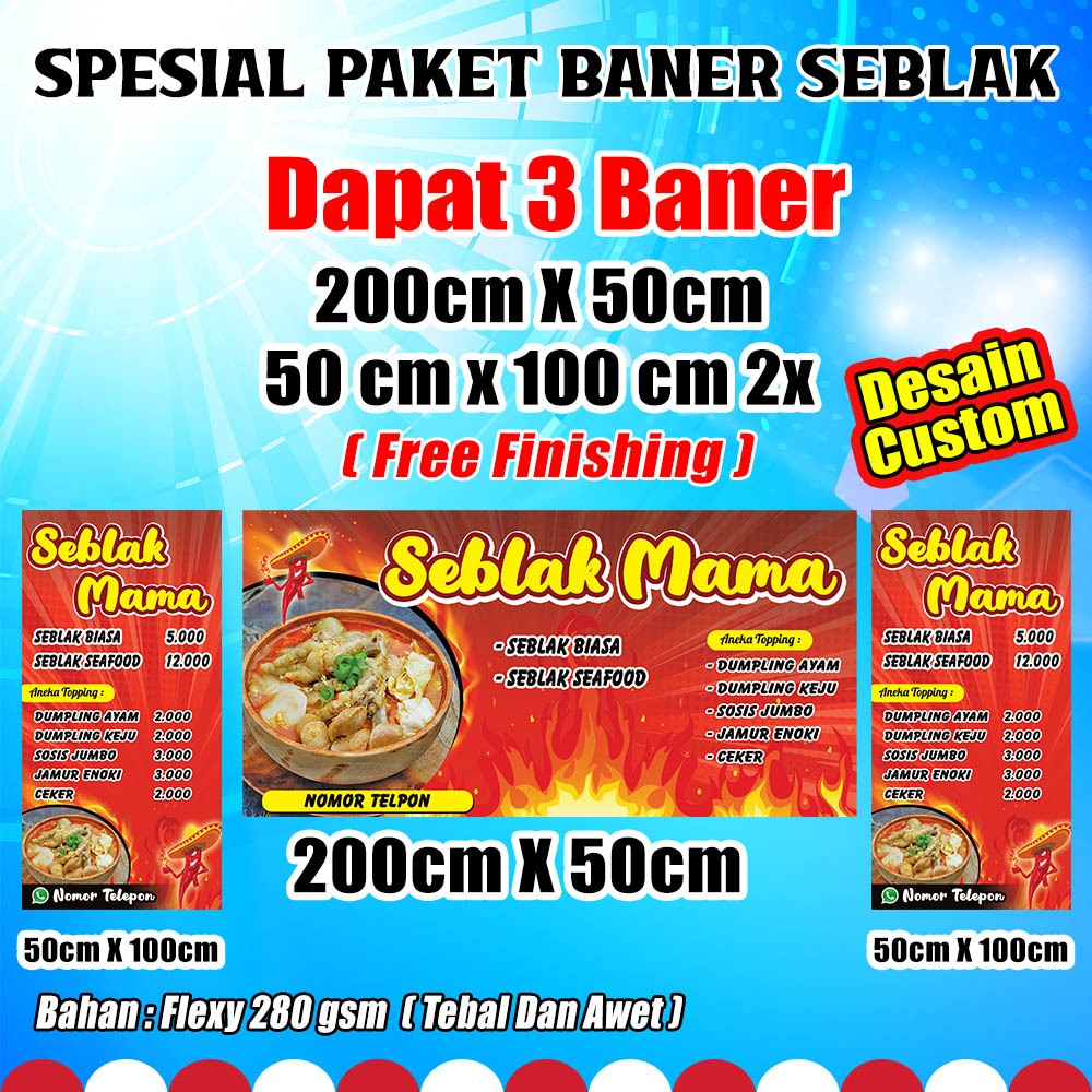 Jual PAKET MURAH BANNER SEBLAK BELI 1 DAPAT 3 PCS UKURAN 50X100 & 200 X ...
