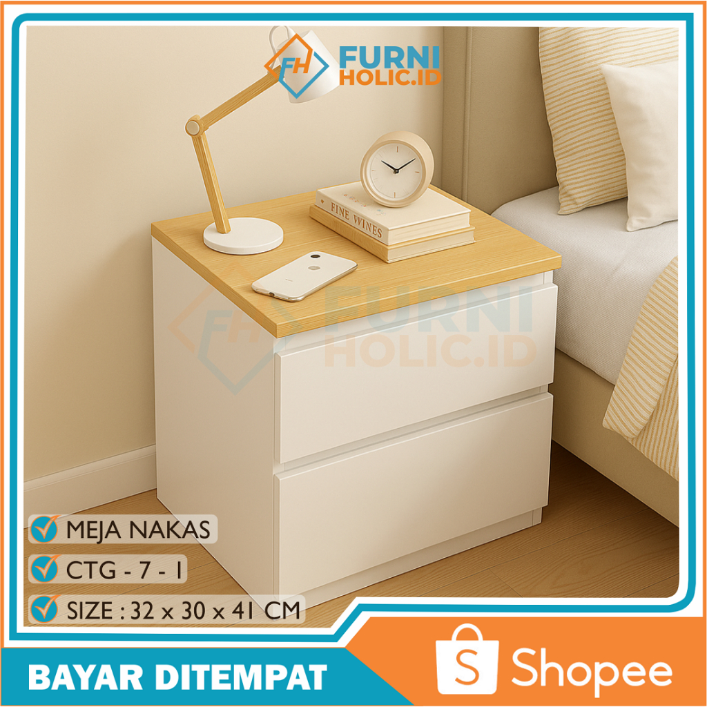 Jual FURNIHOLIC Meja Nakas Samping tempat Tidur - Bedside Table - Meja ...