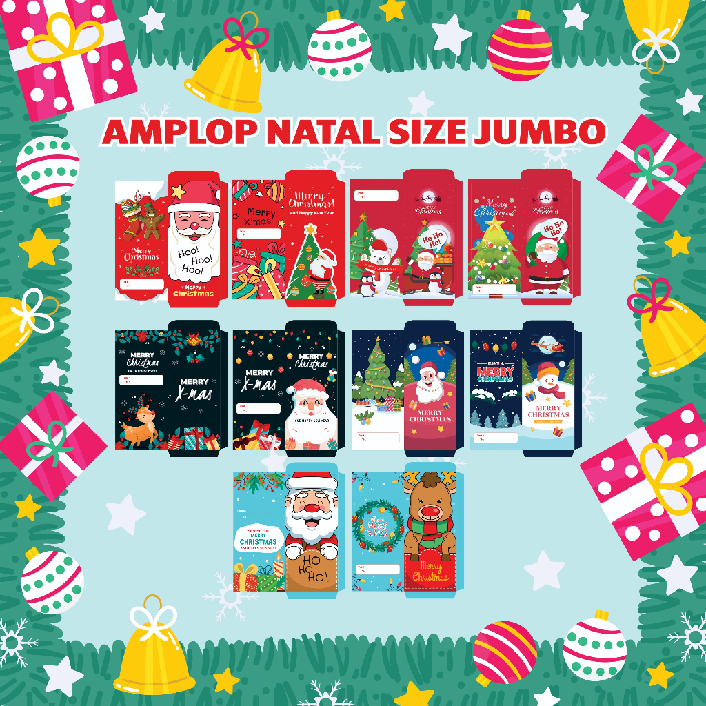 Jual (10 Pcs) AMPLOP NATAL JUMBO ANGPAU MERY CHRISTMAS SIAP PAKAI ...