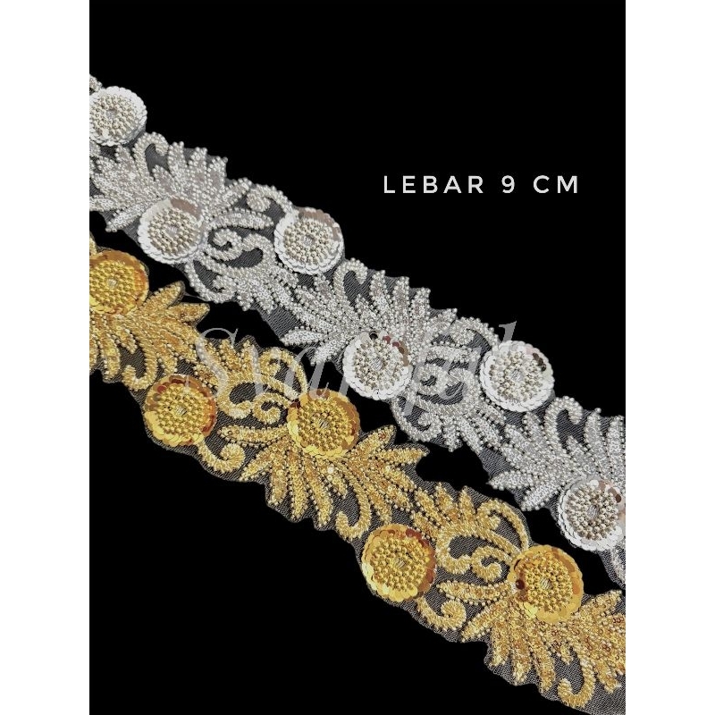 Jual Renda Kebaya / Renda Bordir / Renda Payet Mewah Motif Bunga ( Per ...