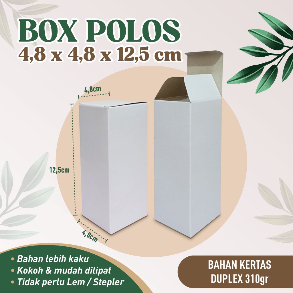 Jual DUS BOX POLOS / BOX BOTOL / PACKAGING - Ukuran 4,8 x 4,8 x 12,5 cm ...