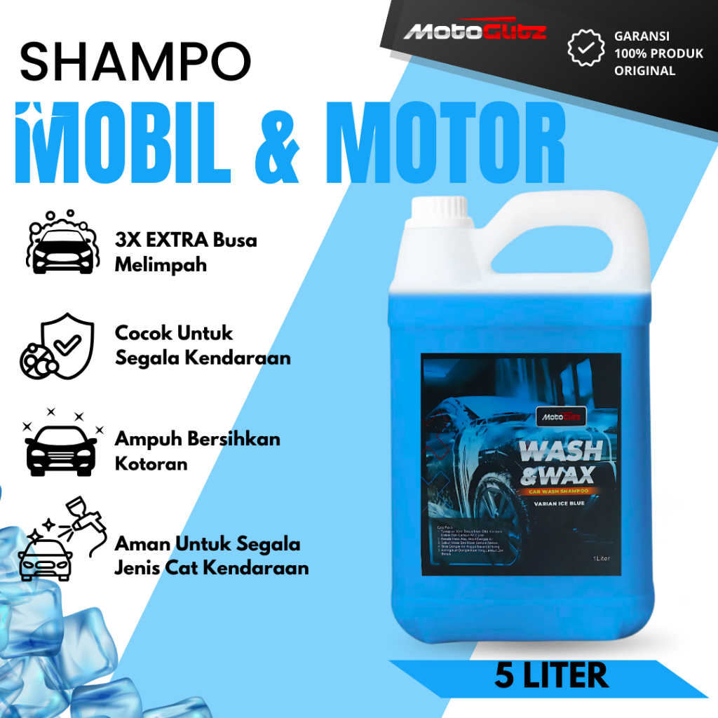 Jual Sabun Cuci Motor 5 Liter WASH & WAX Shampoo Motor 5 Liter Shampo ...
