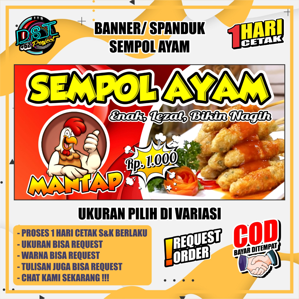 Jual BANNER / SPANDUK SEMPOL AYAM bisa edit tulisan COD | Shopee Indonesia