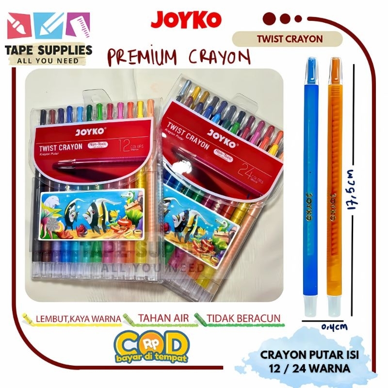 Jual 12/24 warna Krayon Putar - Twist Crayon JOYKO TWCR | Shopee Indonesia