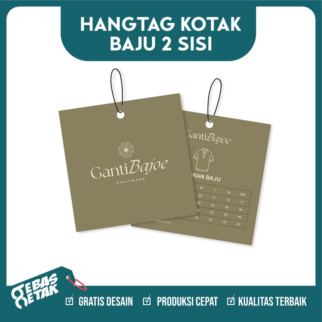 Jual CETAK HANGTAG PAKAIAN 2 SISI HANG TAG BAJU LABEL KAOS TAS CELANA ...