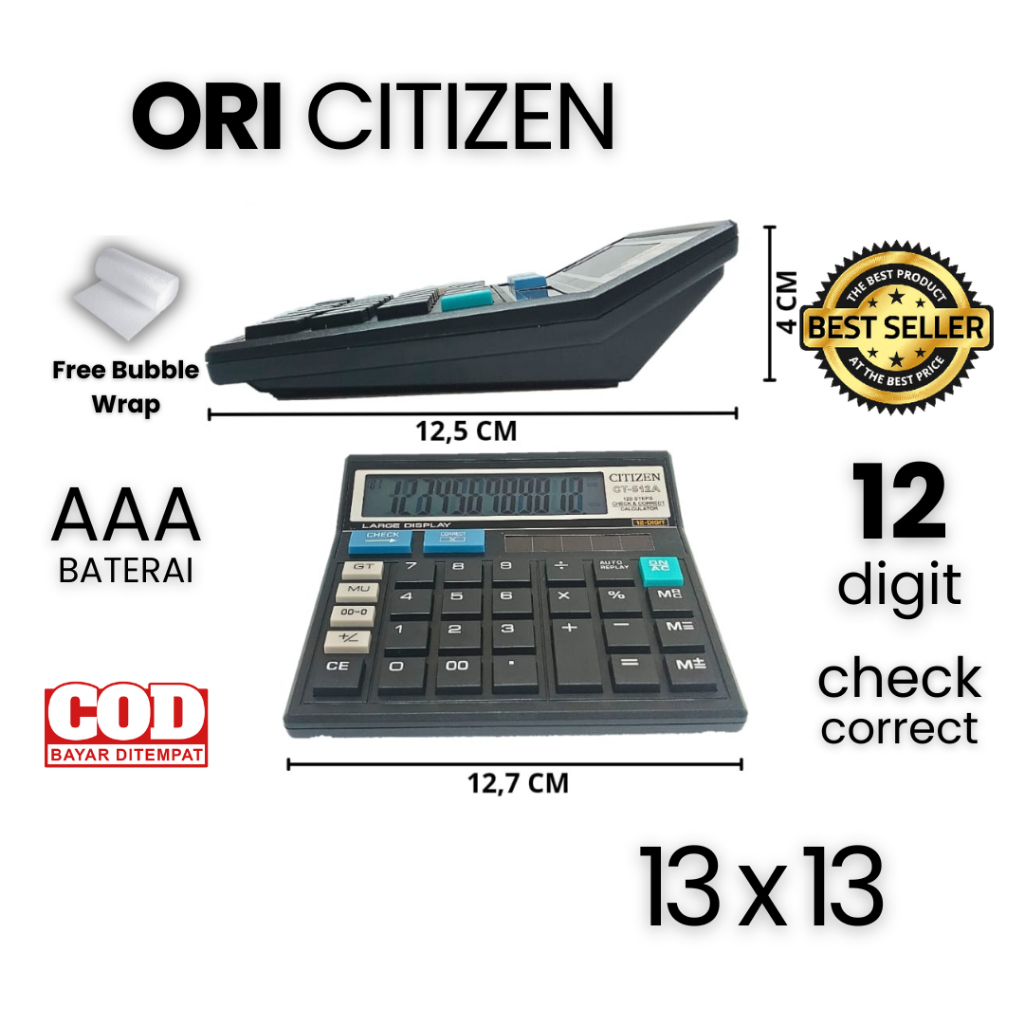 Jual Kalkulator Calculator CITIZEN CT 512 A 12 Digit Murah - Kalkulator ...
