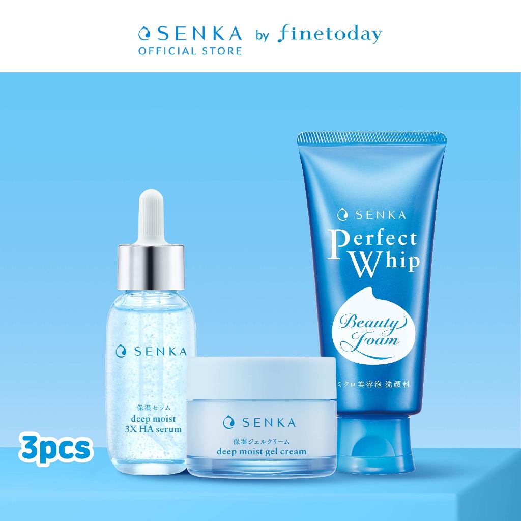 Jual [Daily Set] SENKA Deep Moist Serum 30ml + Gel Cream 50gr + Perfect ...