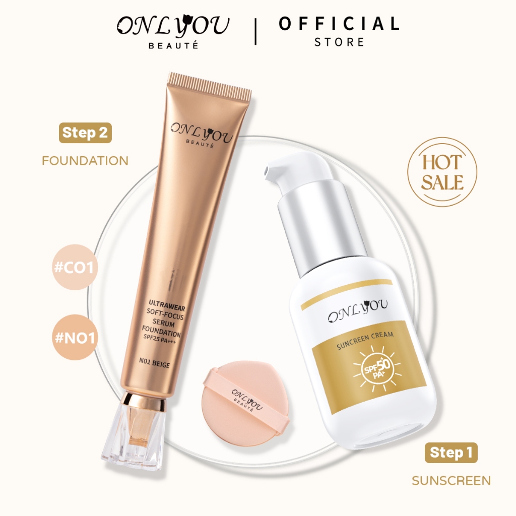 Jual ONLYOU Paket Serum Foundation Waterproof SPF25 PA+ Foundation ...