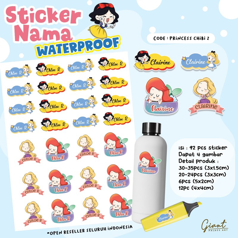 Jual PROSES CEPAT - 92PCS STICKER CUSTOM NAMA WATERPROOF ANAK PEREMPUAN ...