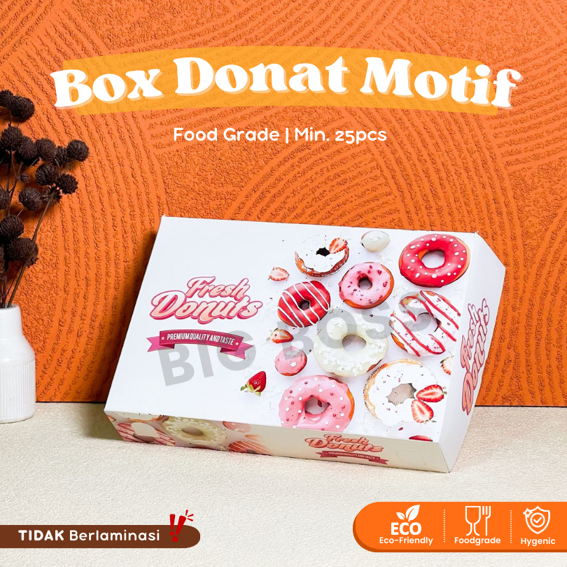 Jual Box Kotak Donat Isi 6 Motif / Dus Donat Motif / Box Kemasan Donat ...