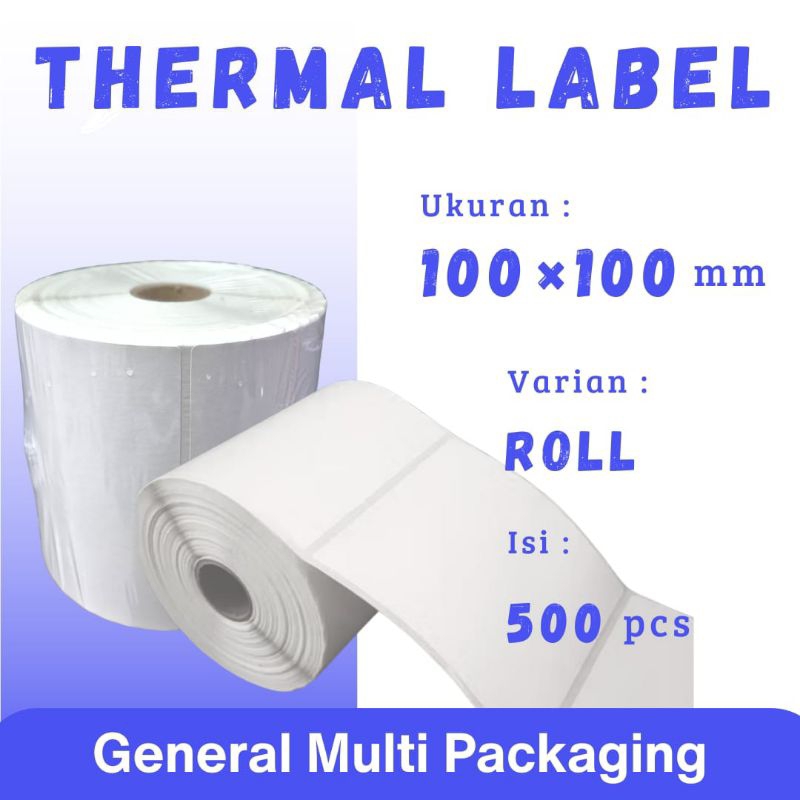 Jual Thermal Stiker Label Roll Ukuran 100 x 100 mm isi 500 / Kertas ...