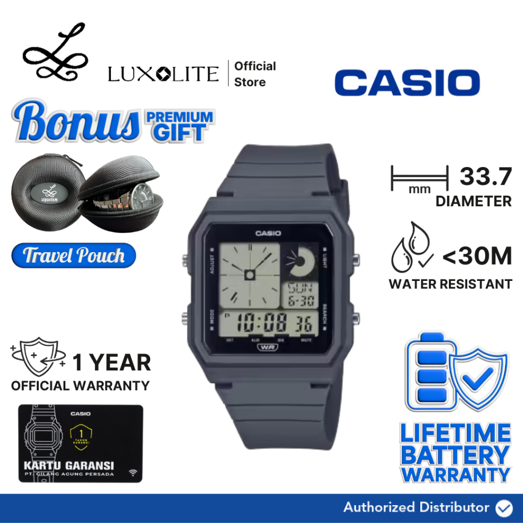 Jual [Luxolite] CASIO Jam Tangan Pria Digital Analog LF-20W-8A2DF/LF-20W-8A2 Grey Resin Strap ...