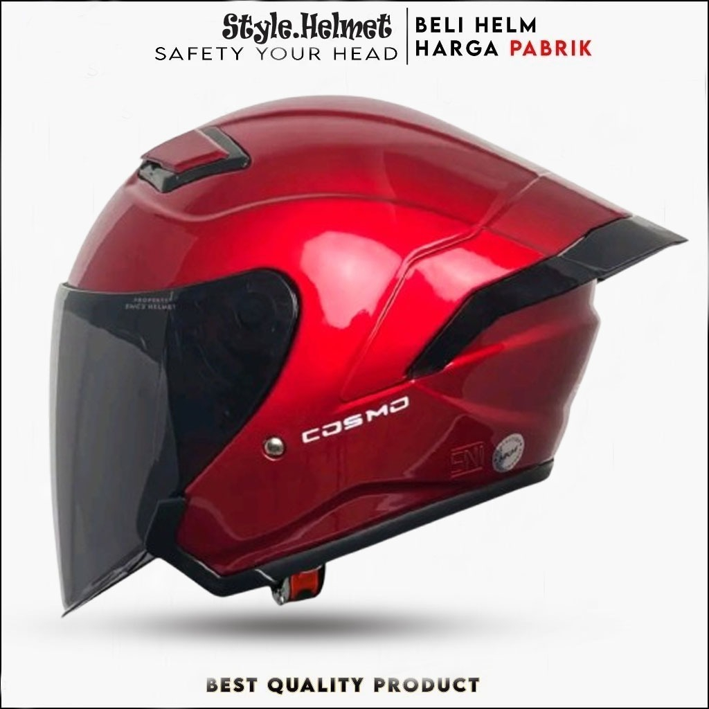 Jual Helm Half Face MLA COSMO 100% Original Marun Glosy /Paket Ganteng ...