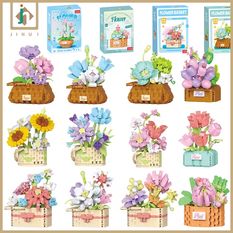 Jual JIHUI Mainan Blok Susun Bangunan Flower Bouquet DIY 3D Puzzle ...
