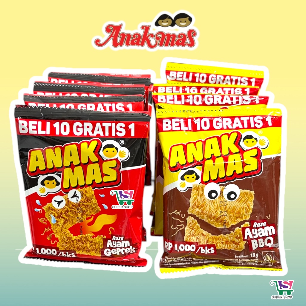 Jual Anak Mas Snack Jadul Mi Kremes Rasa Ayam Geprek / BBQ (isi 10 pcs ...