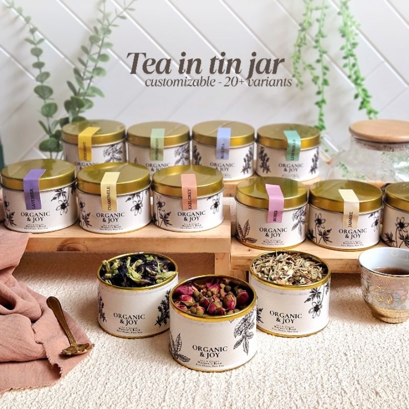 Jual Tea in Tin Jar/Teh Kemasan Kaleng (Chamomile,Telang,Jasmine dll ...