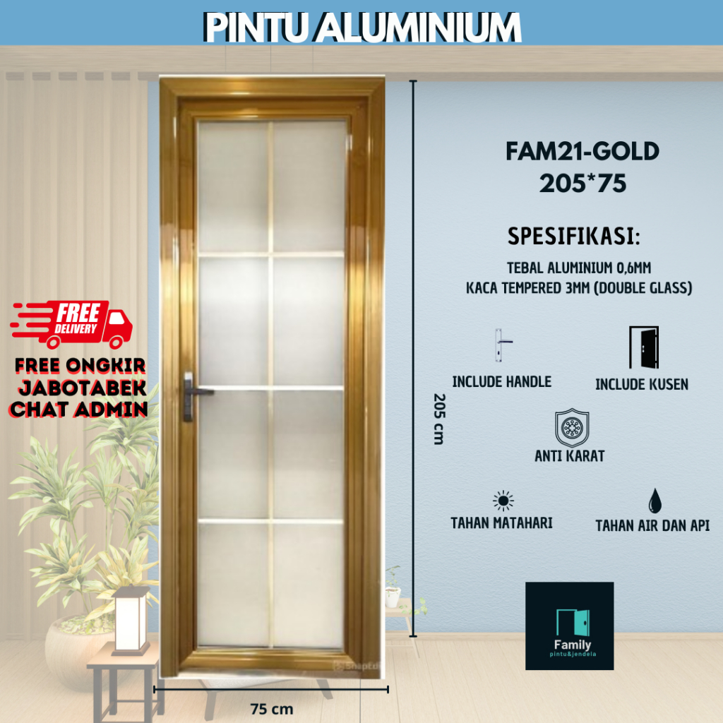 Jual aluminium door,premium tempered glass,double glass,Pintu aluminium ...