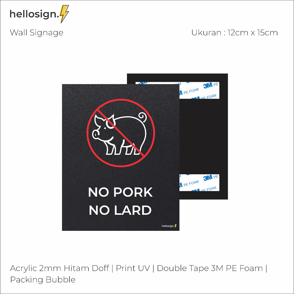 Jual Sign Akrilik NO PORK NO LARD | Print Papan Nama Tulisan Akrilik ...