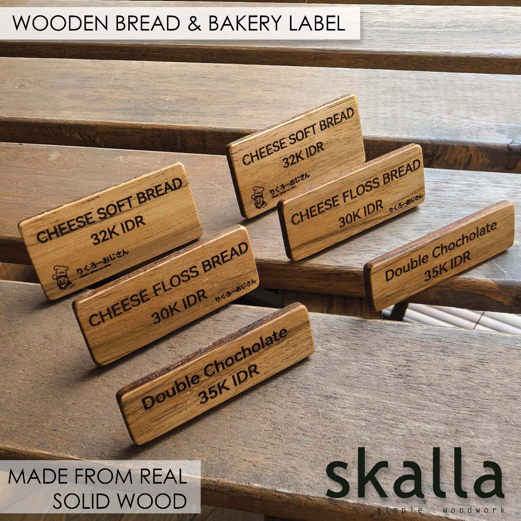 Jual Skalla Wooden Bakery food Label nama makanan kayu toko kue hotel ...