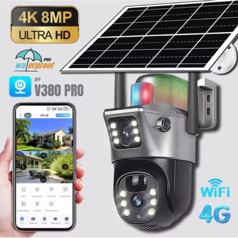 Jual IP Camera cctv Outdoor solar panel 4G GSM Sim Card Cctv dual lensa ...