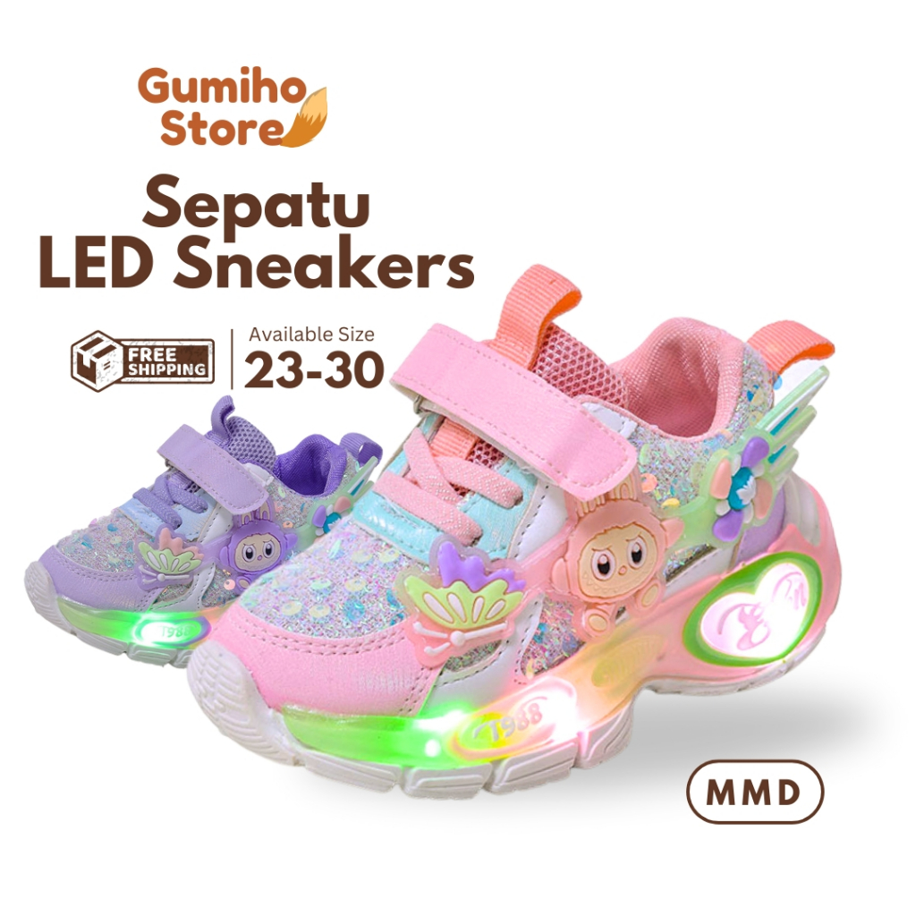Jual GUMIHO FREE BOX Sepatu Sneakers LED Casual Labubu Anak Laki ...