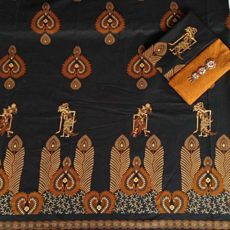 Jual kain batik motif wayang jokowi batik printing wayang sogan wayang ...