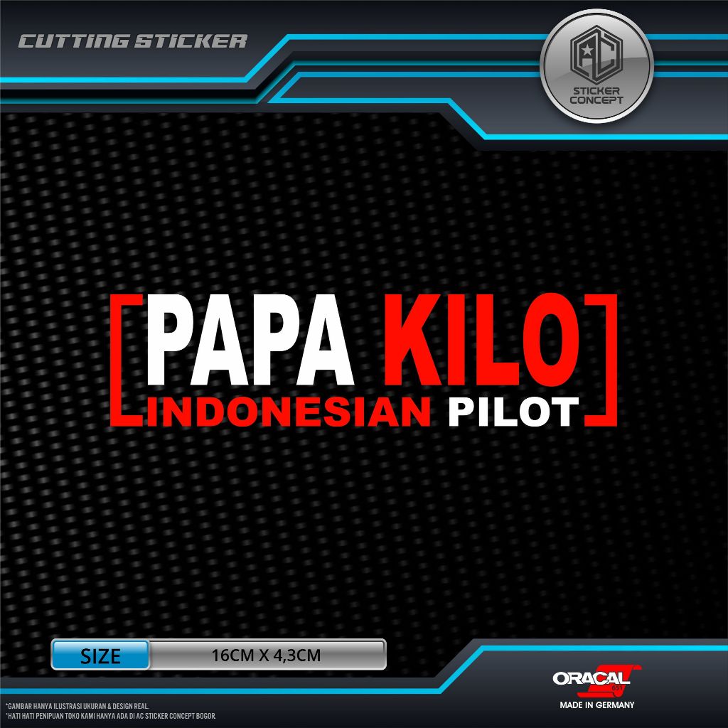 Jual Cutting Sticker Papa Kilo Indonesian Pilot | Stiker Papa Kilo ...
