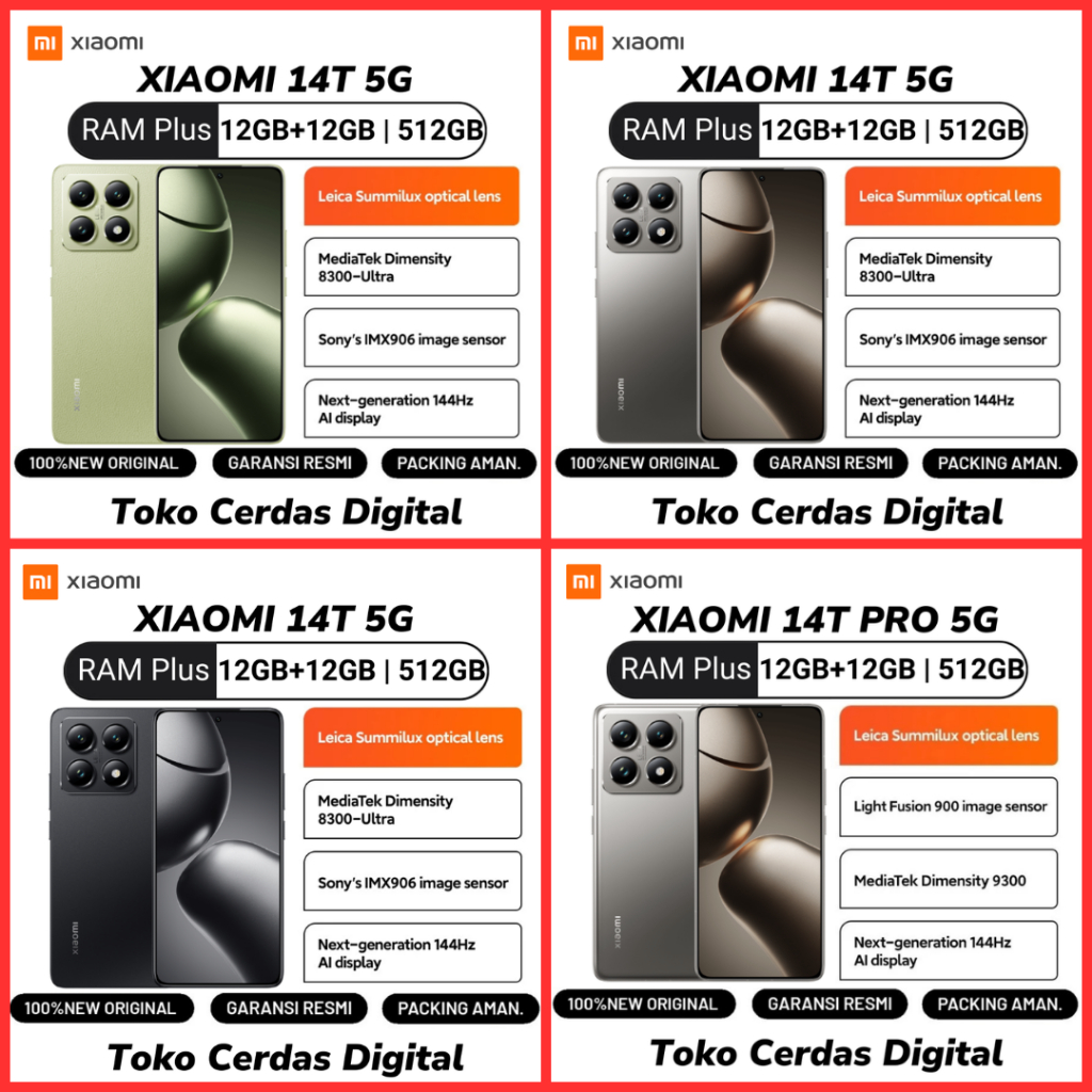 Jual XIAOMI 14T SERIES 14T | 14TPro 5G 12/512GB Garansi Resmi 15 Bulan | Xiao Mi 14 T PRO 5G ...