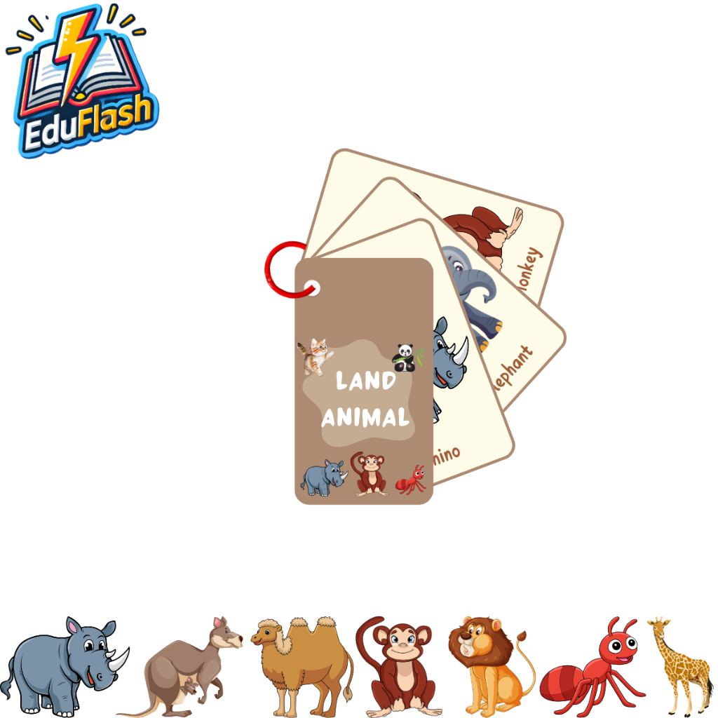 Jual EduFlash Flashcard Hewan Darat untuk Anak | 20 Lembar | Bahasa ...