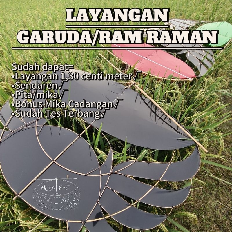 Jual Layangan ram raman ukuran 1,10 meter + sendaren siap pakai atau ...